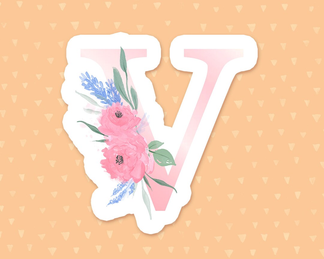 Personalized Flower Sticker, Floral Sticker, Watercolor Flower Sticker ...