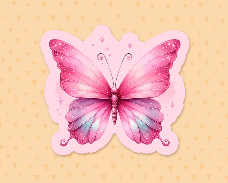 Butterfly Sticker, Pink Sticker, Waterbottle Sticker, Insect Sticker ...