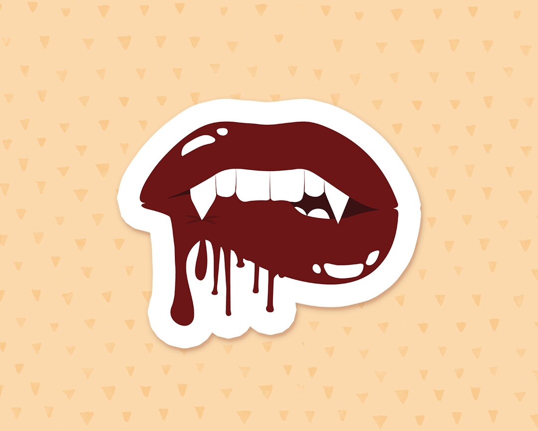 Vampire Lips & Fangs Sticker, Horror Sticker, Bookish Sticker, Gothic ...