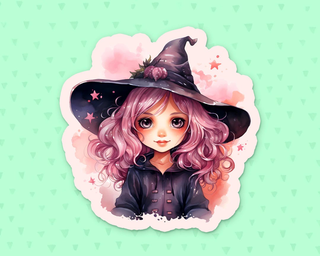 Cute Witch Sticker, Halloween Sticker, Gothic Sticker, Spooky Season ...