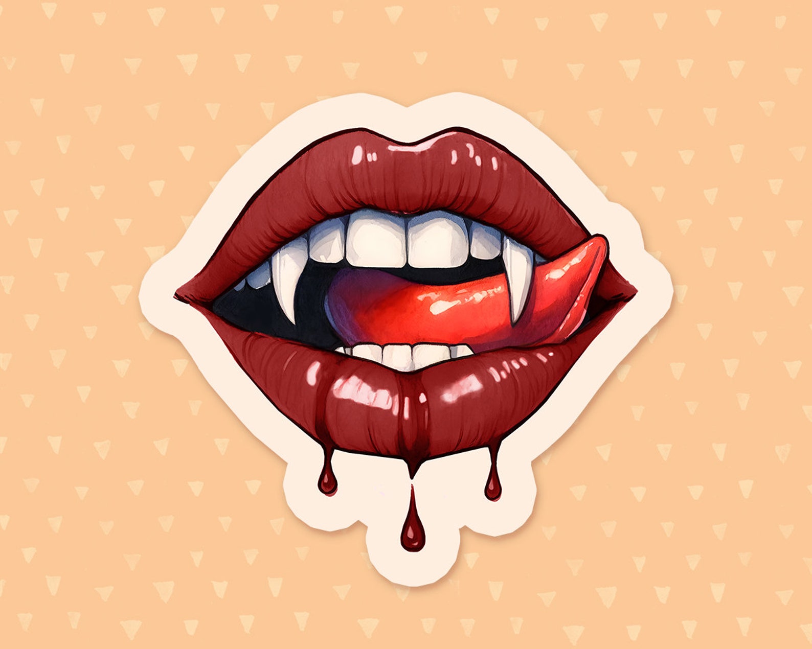 Vampire Lips & Fangs Sticker, Horror Sticker, Bookish Sticker, Gothic ...