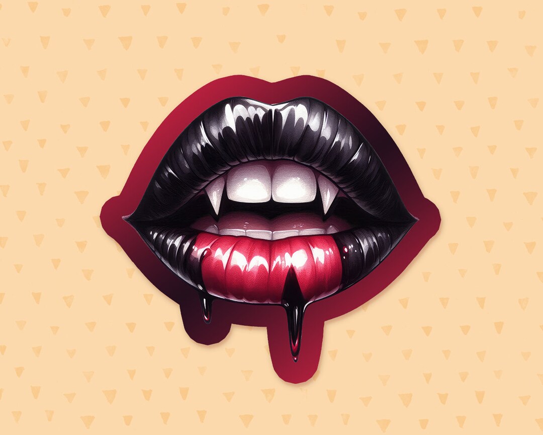 Vampire Lips & Fangs Sticker, Horror Sticker, Bookish Sticker, Gothic ...