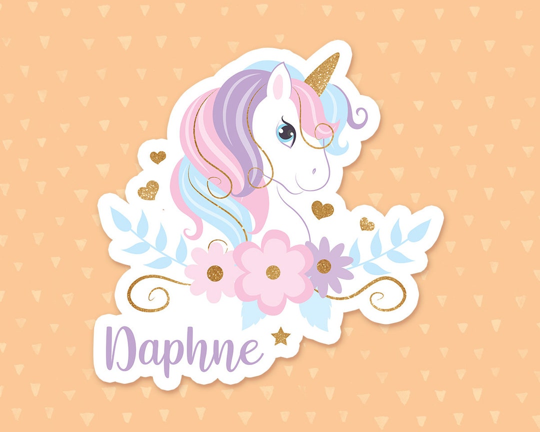 Personalized Unicorn Sticker, Custom Water Bottle Sticker, Kid's Name ...