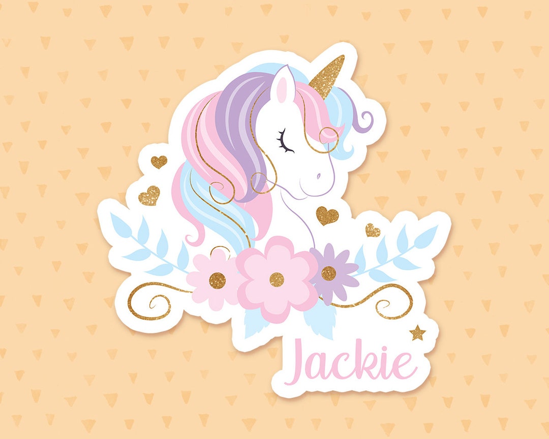 Personalized Unicorn Sticker, Laptop Sticker, Custom Water Bottle ...