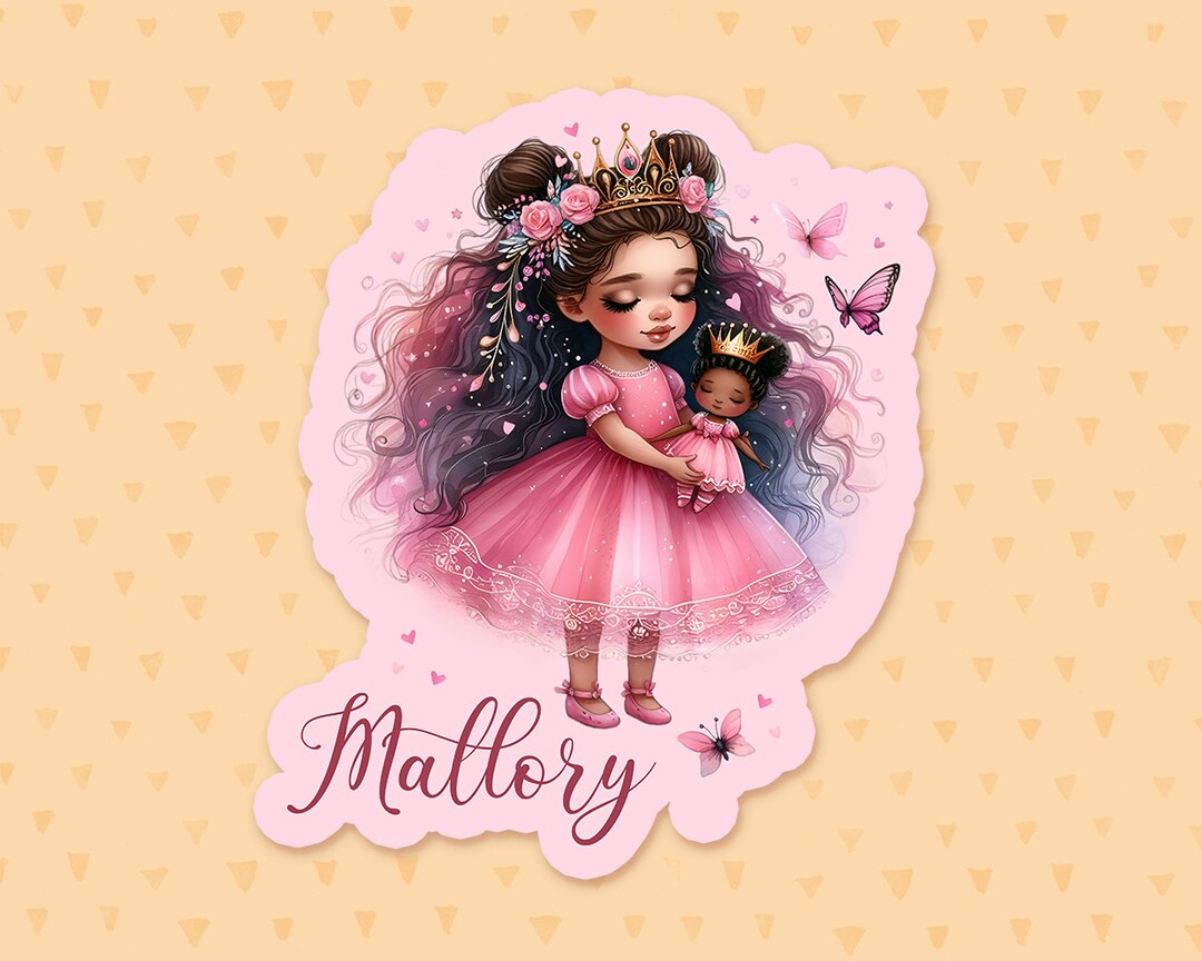 Personalized Black Princess Sticker, African American Princess Sticker ...