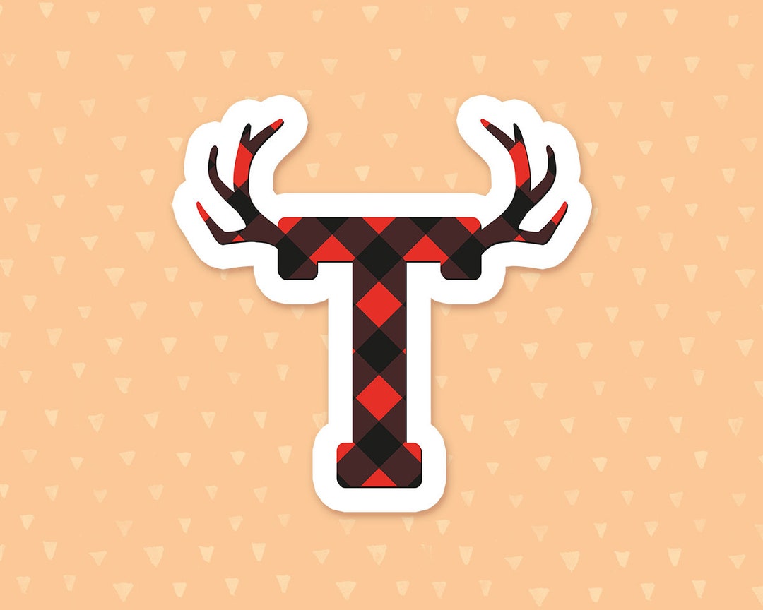 Personalized Deer Antler Sticker, Plaid Sticker, Hunting Sticker ...