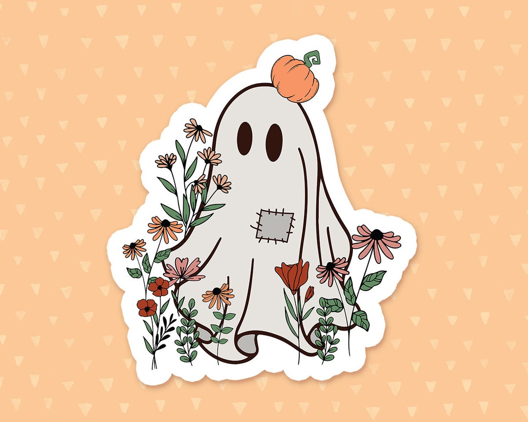Ghost Sticker, Fall Sticker, Halloween Sticker, Pumpkins, Flowers ...