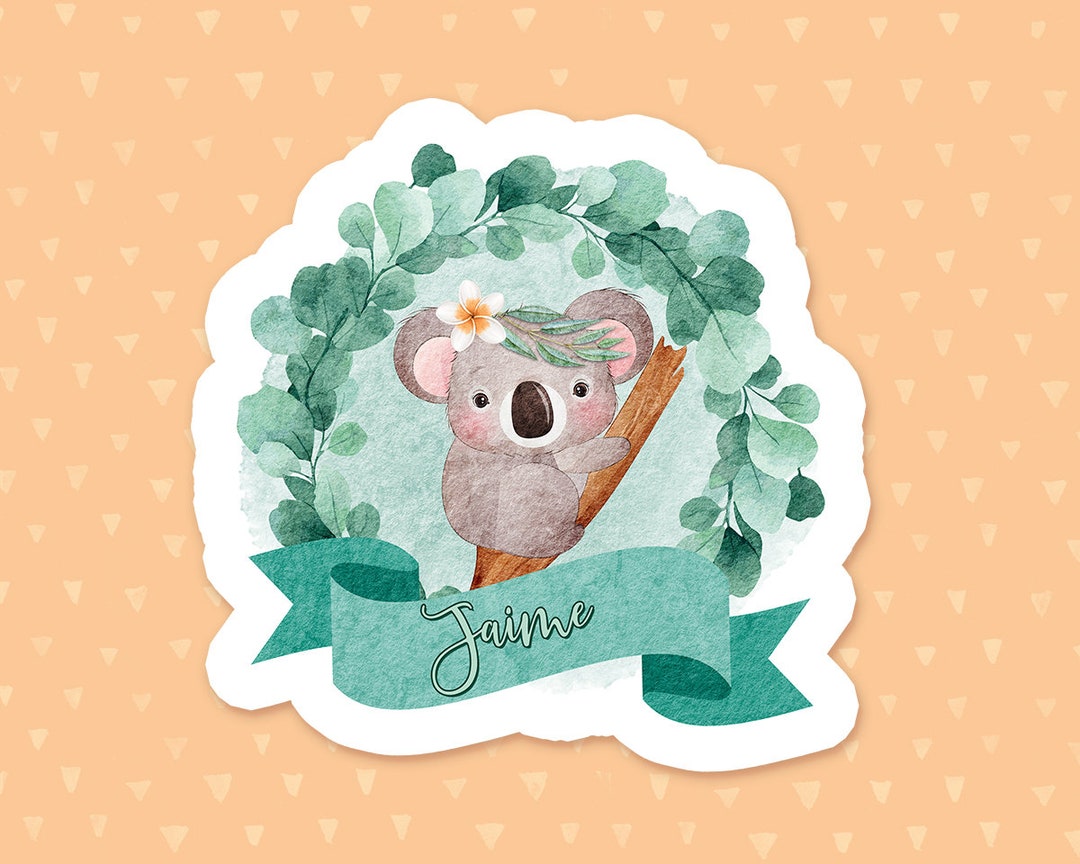 Personalized Koala Sticker, Baby Koala Sticker, Custom Name Sticker ...
