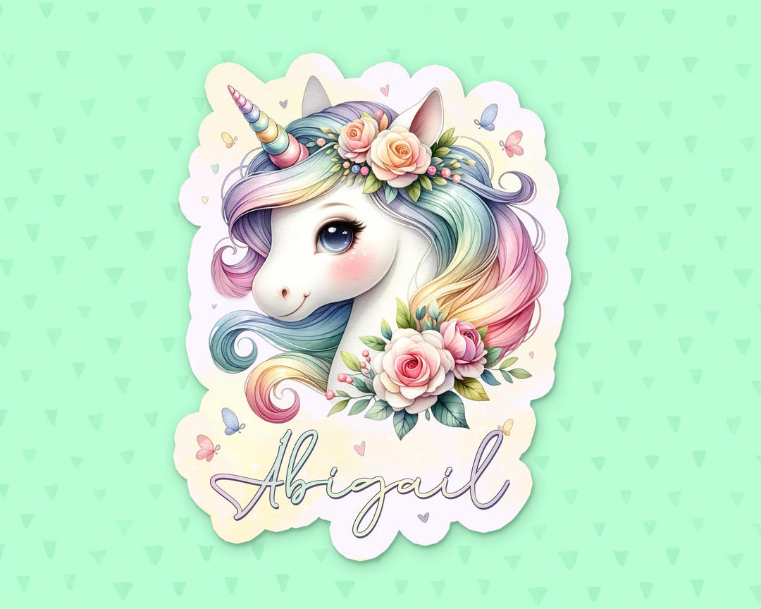 Personalized Unicorn Sticker, Kid's Name Label, Birthday Party Favor ...