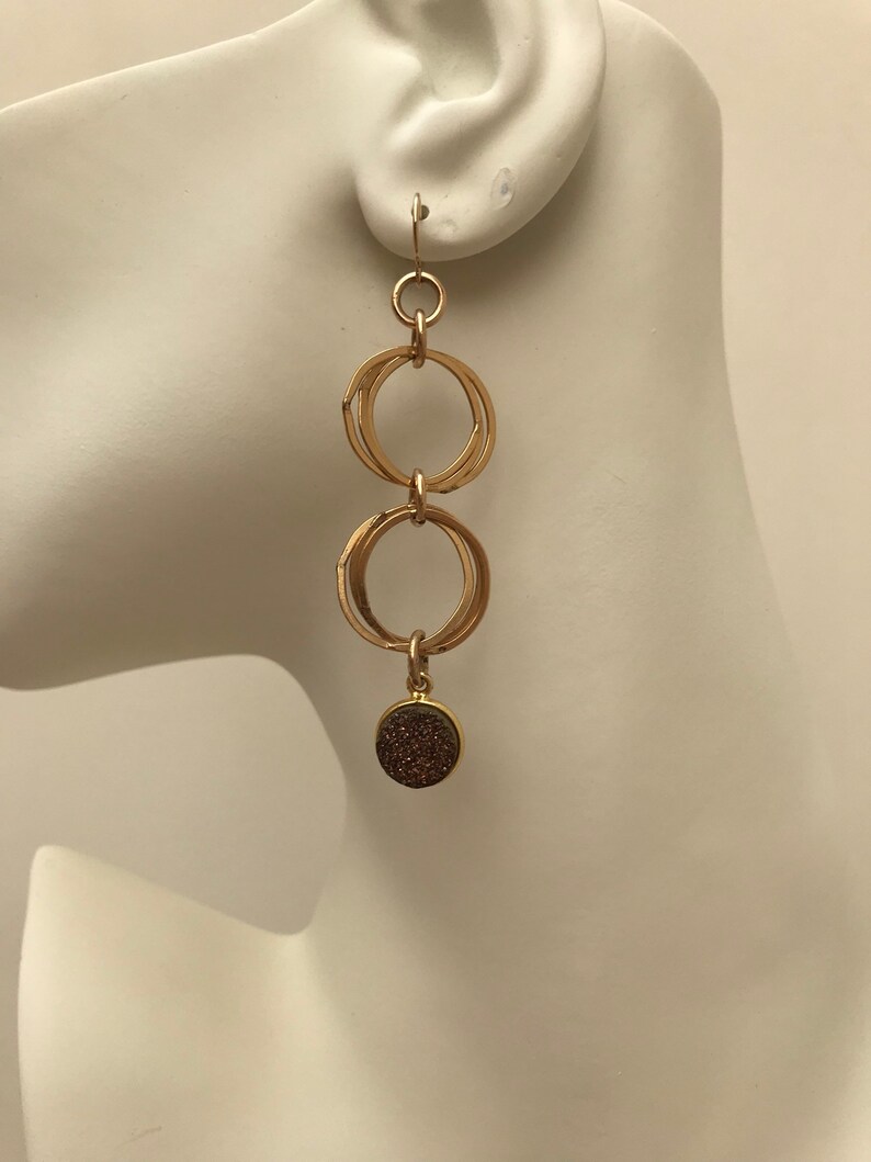 Gold Filled Hoop Dangles With Druzy - Etsy