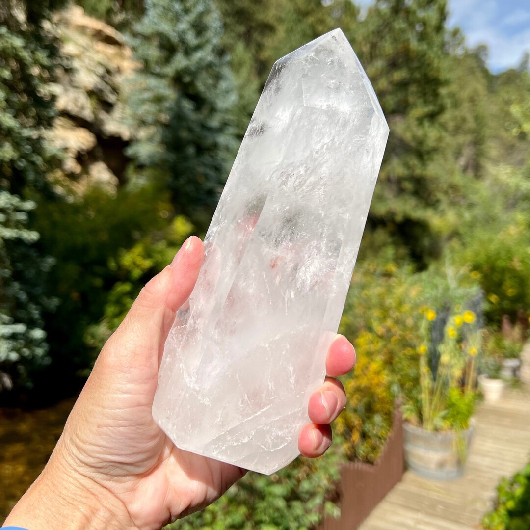 Beautiful Large Clear Quartz Generator! Cool Inclusions and Rainbows ...