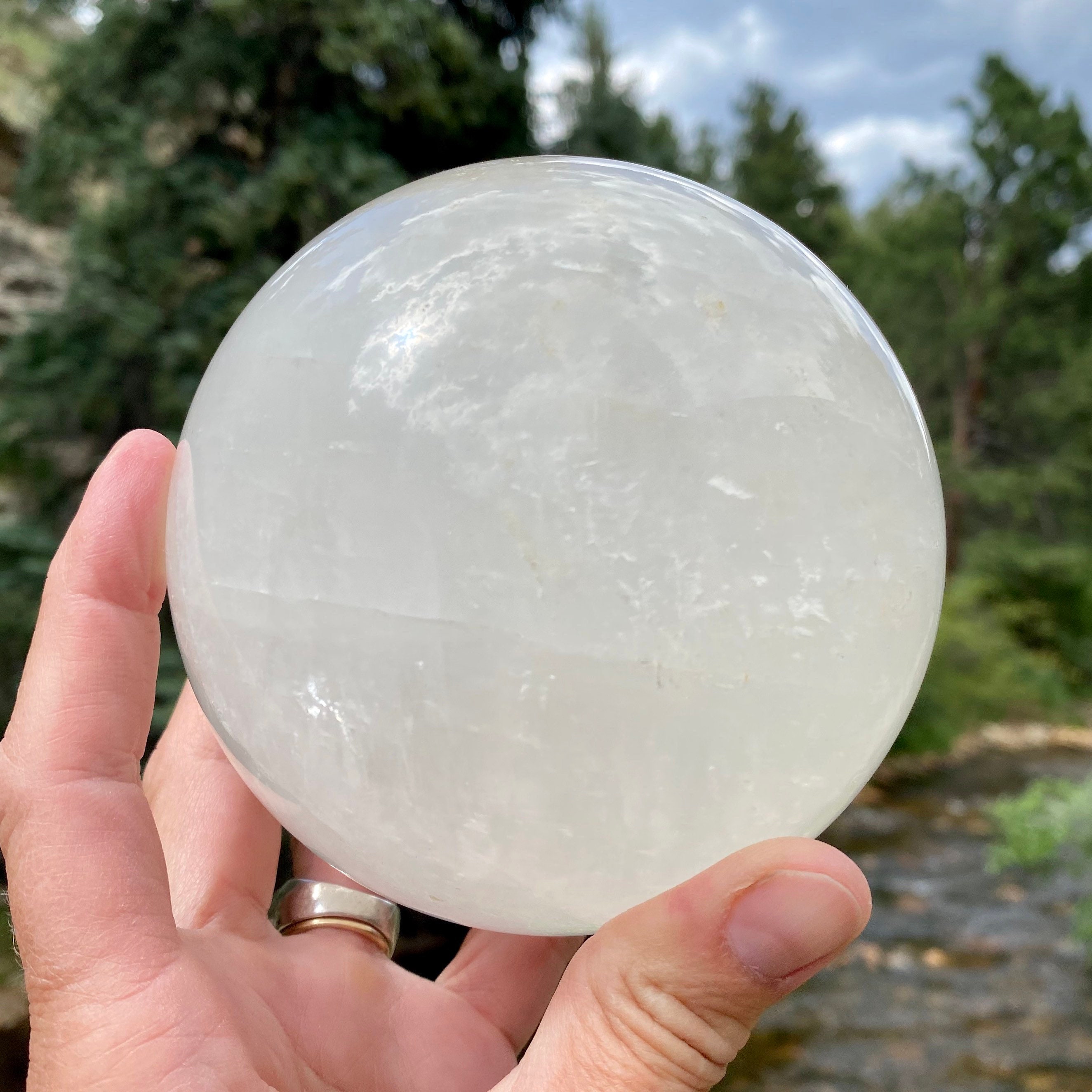 Stunning XL White Calcite Sphere Amplification and Energetic | Etsy