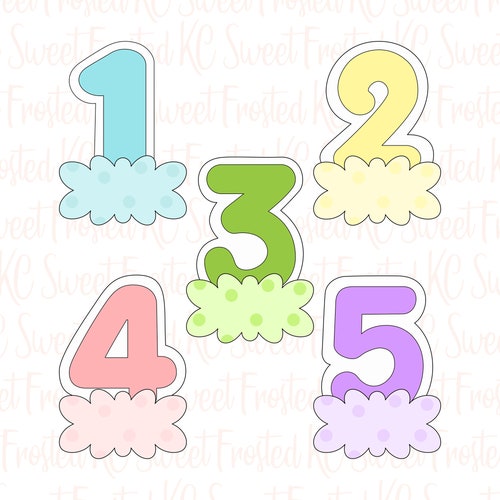 Funky Lettered Numbers 1-5 Cookie Cutter Set - Etsy