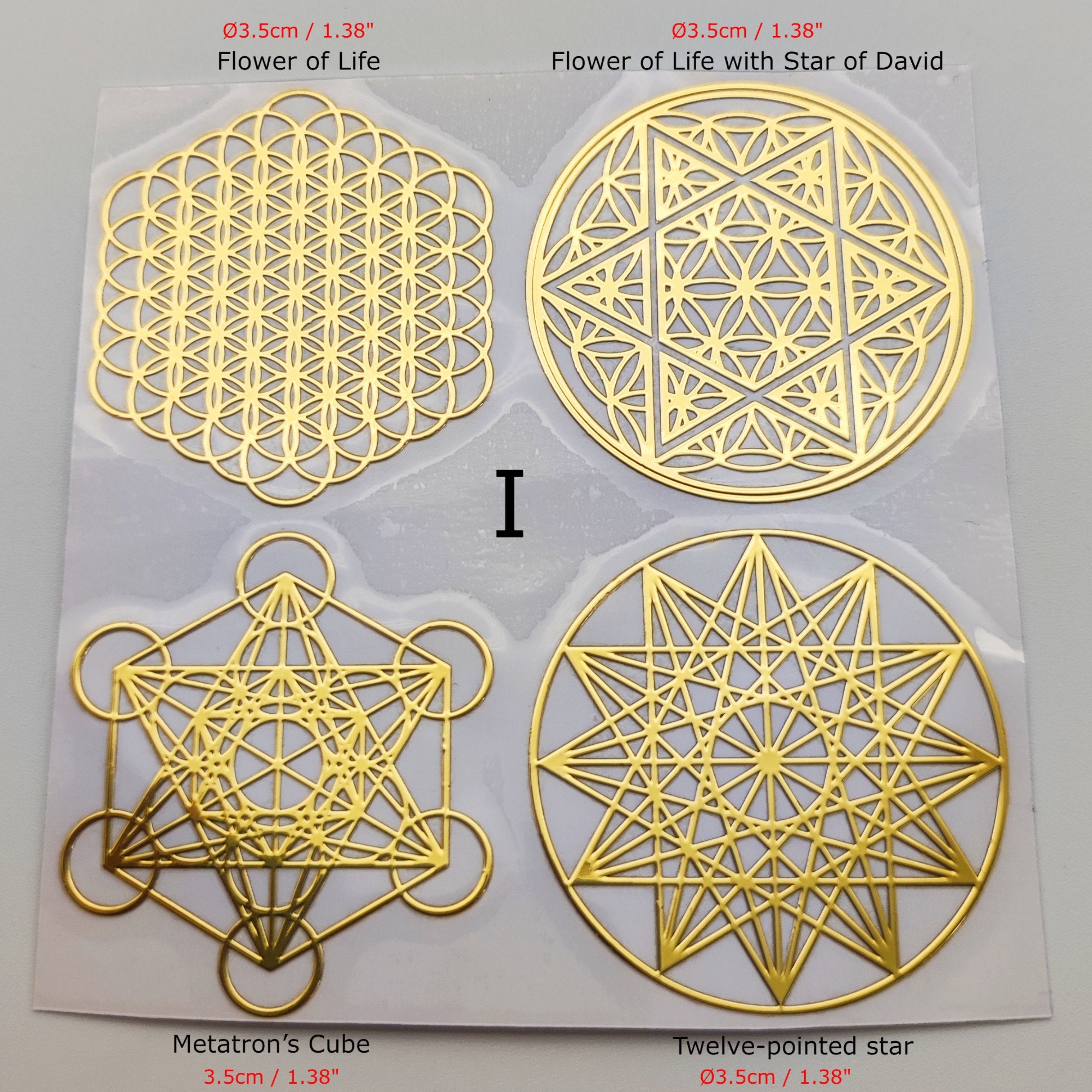 Sacred Geometry Copper Sticker Flower of Life Chakras Metatron Cube ...