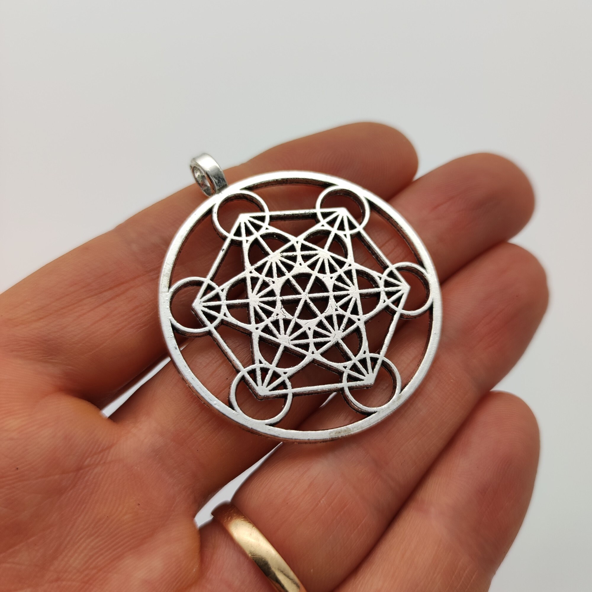 Metatron's Cube Metal Charm Sacred Geometry Mandala Orgone Supplies ...