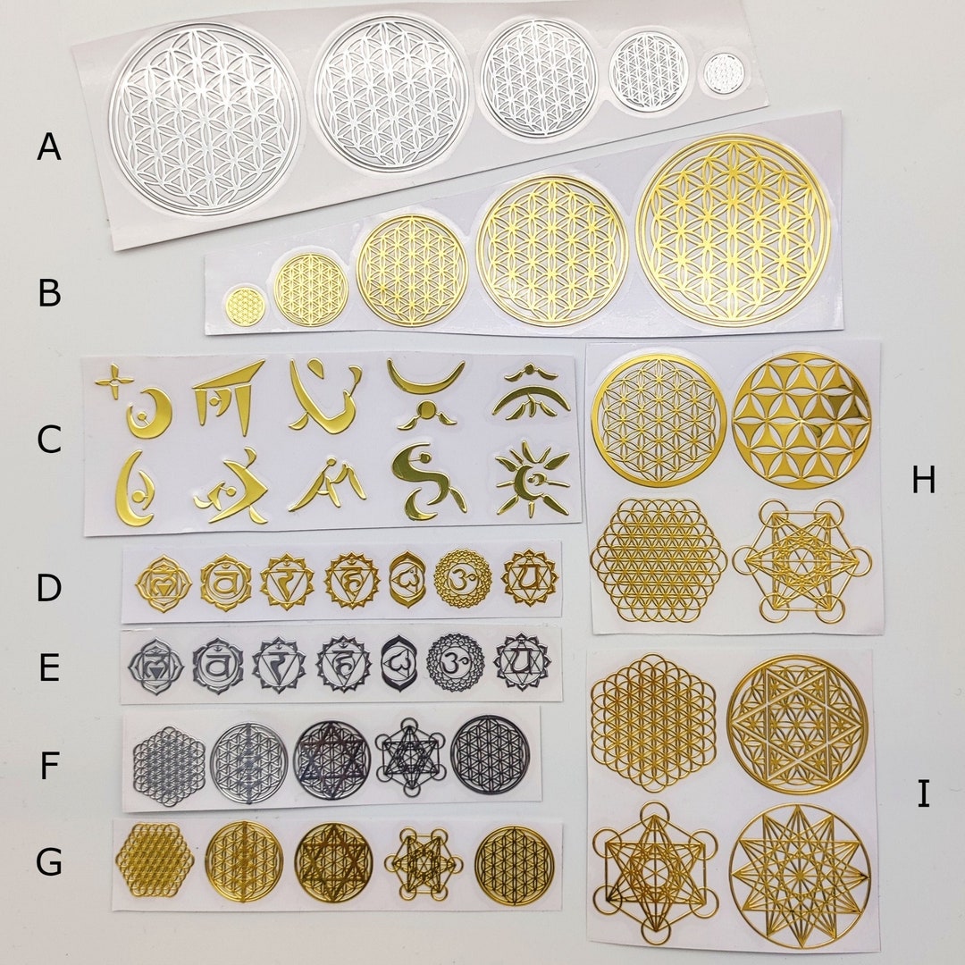 Sacred Geometry Copper Sticker Flower of Life Chakras Metatron Cube ...