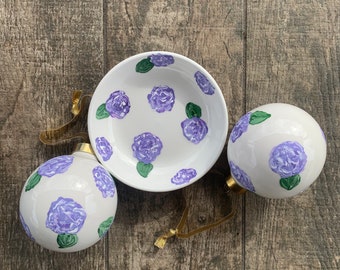 Painted Tile Hydrangeas, Botanical Art. Purple Ceramic Tile, Hand ...