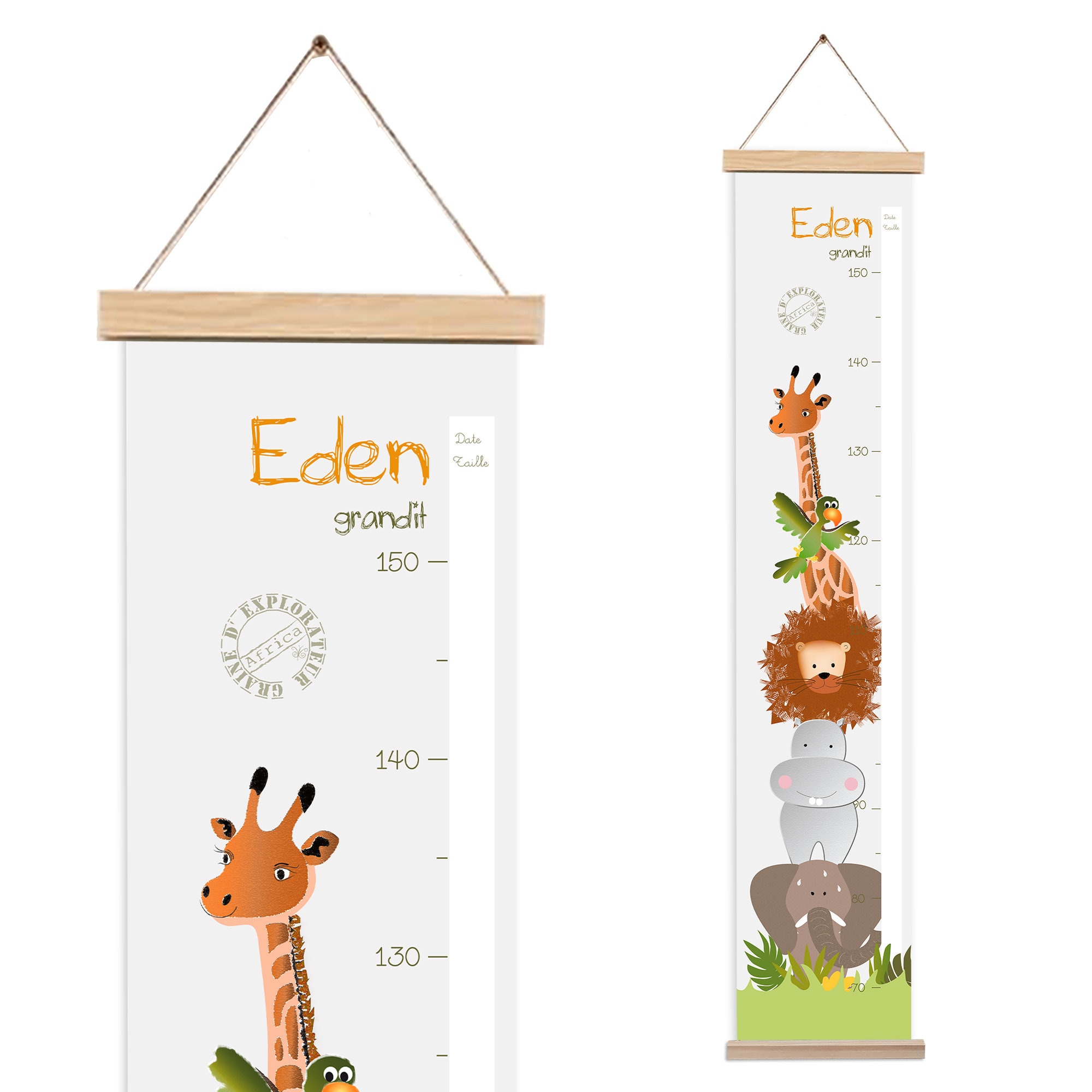 Fabric Height Chart With Animal Decorations Personalized With the Baby ...