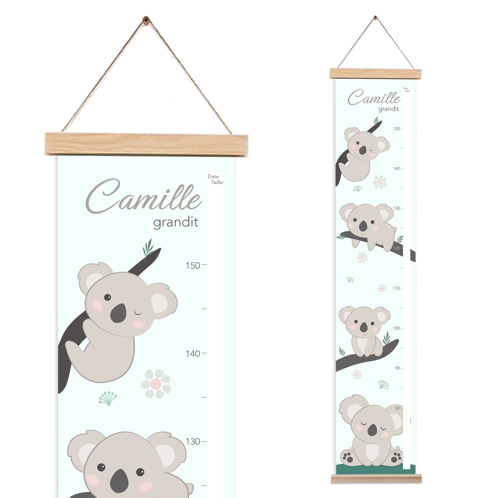 Fabric Height Chart With Animal Decorations Personalized With the Baby ...