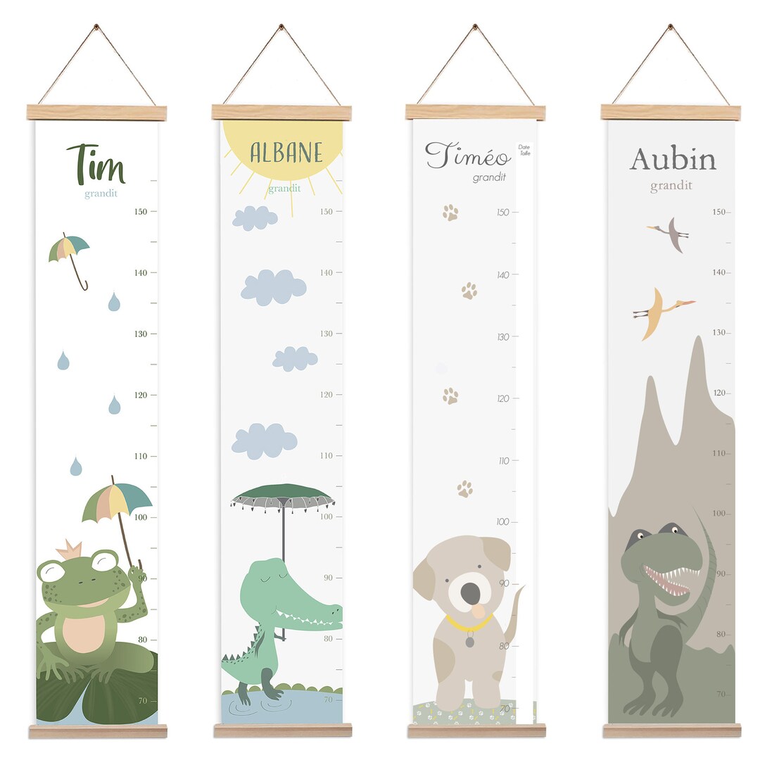 Fabric Height Chart Personalized With Baby's First Name - Frog ...