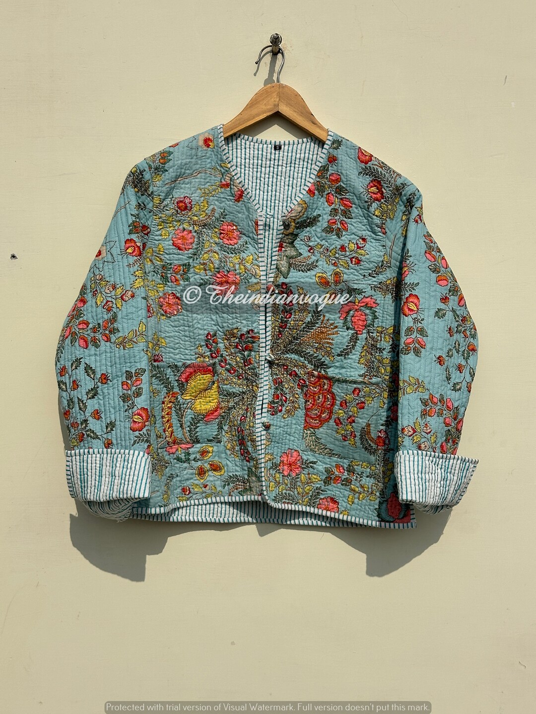Beautiful Cotton Quilted Jacket Block Printed Boho Style Quilted ...