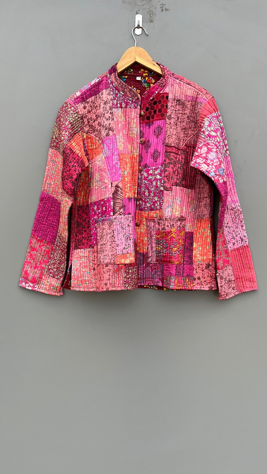 Handmade Silk Patchwork Robe, Quilted Jacket, Winter Jacket, Patchwork ...