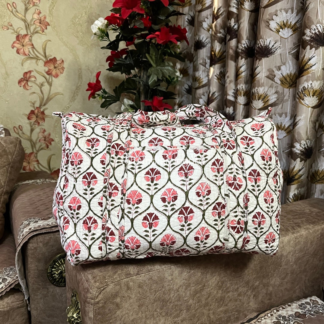 Floral Print Duffel Bag: Weekend Getaway Travel Tote - Etsy