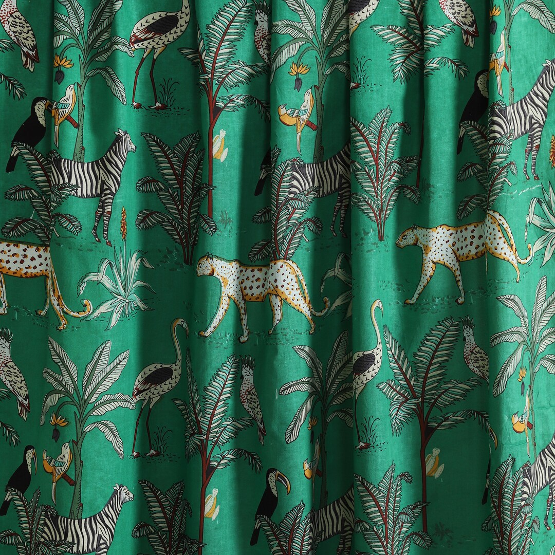 100% Jungle Safari Print Cotton Fabric,running Loose Fabric, Jungle ...