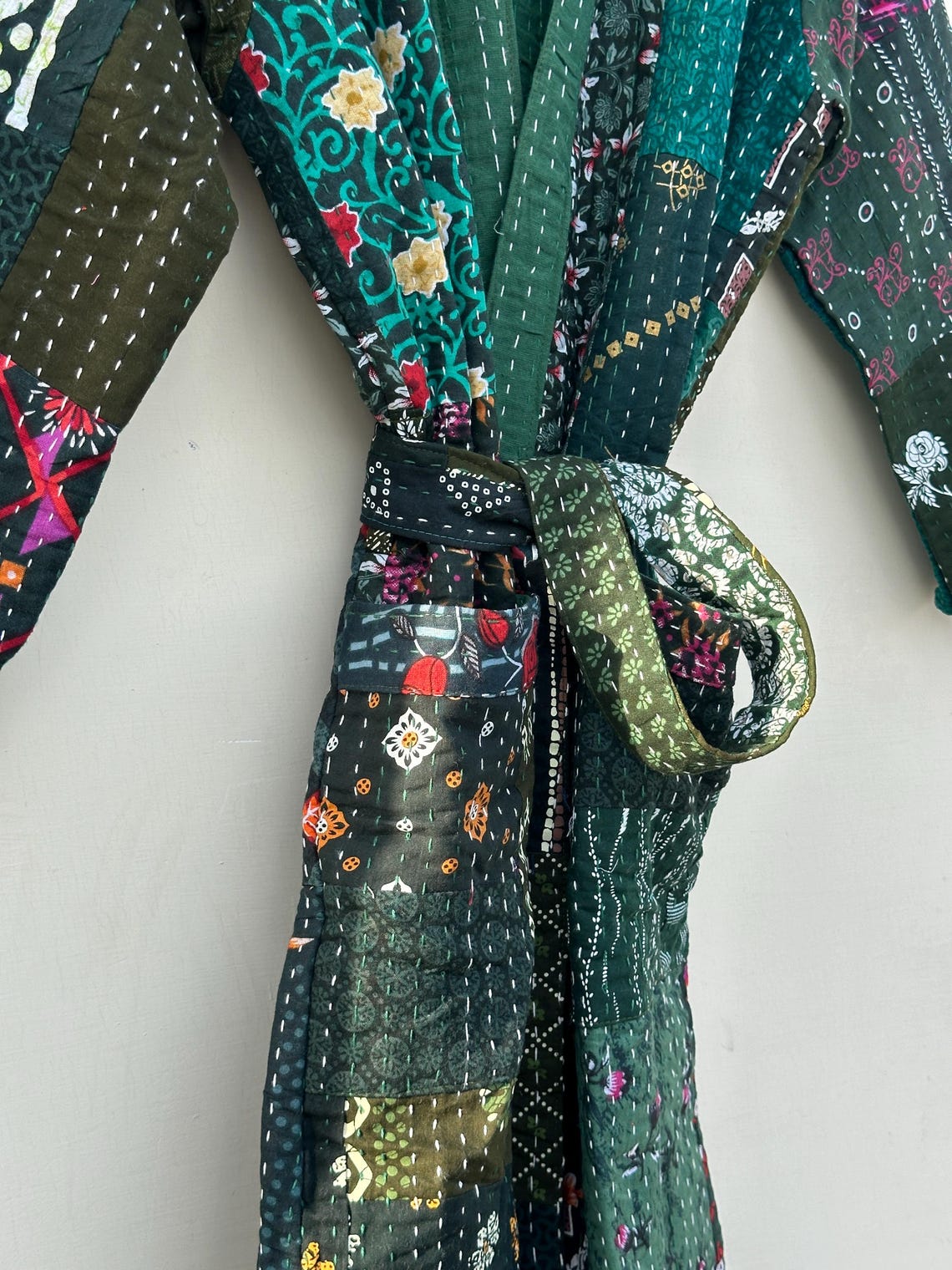 Patchwork Kantha Kimono Robe: Floral Quilted Cotton Coat - Etsy