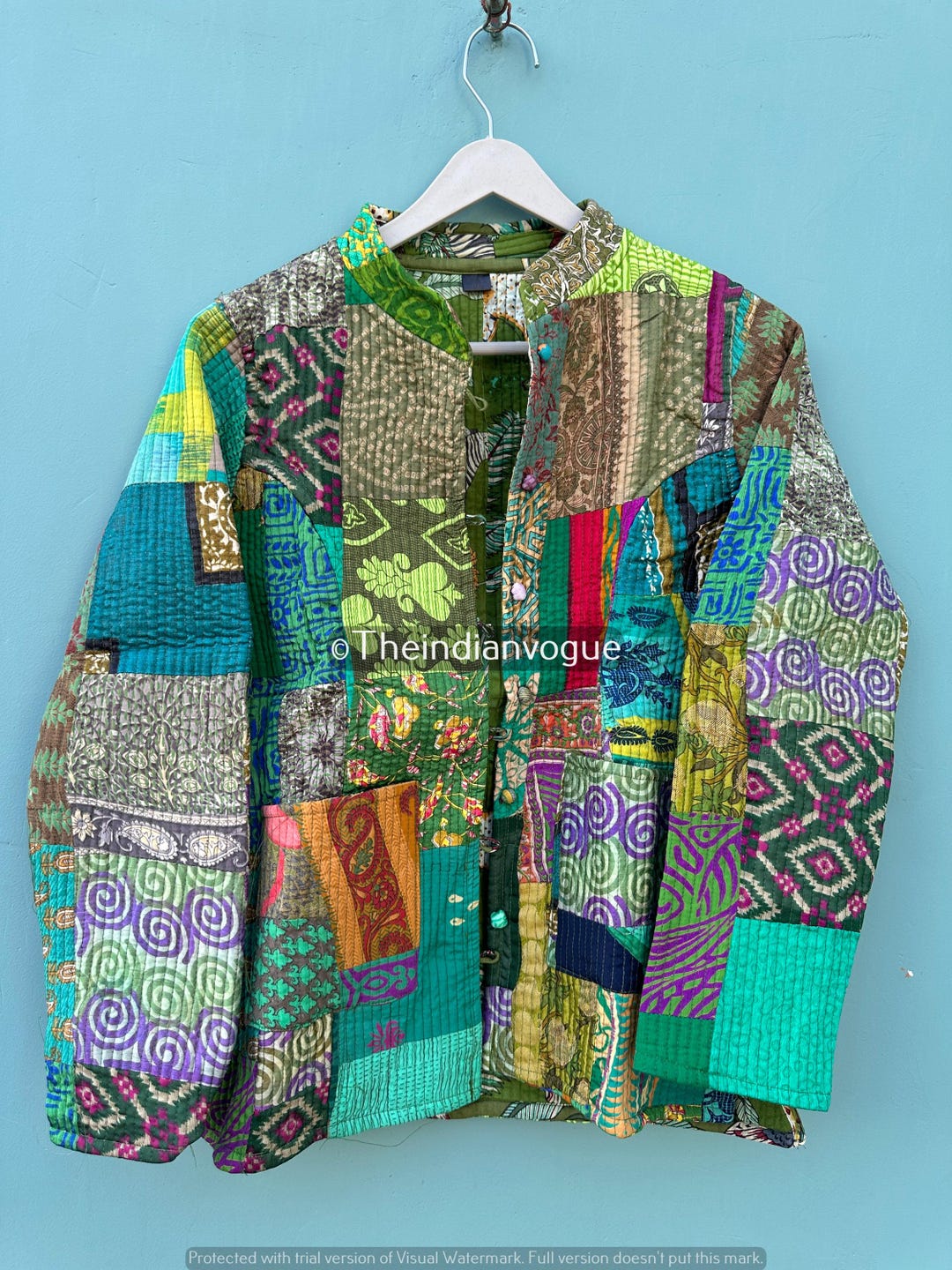 Handmade Patchwork Cotton Quilted Jacket: Reversible Boho Coat - Etsy