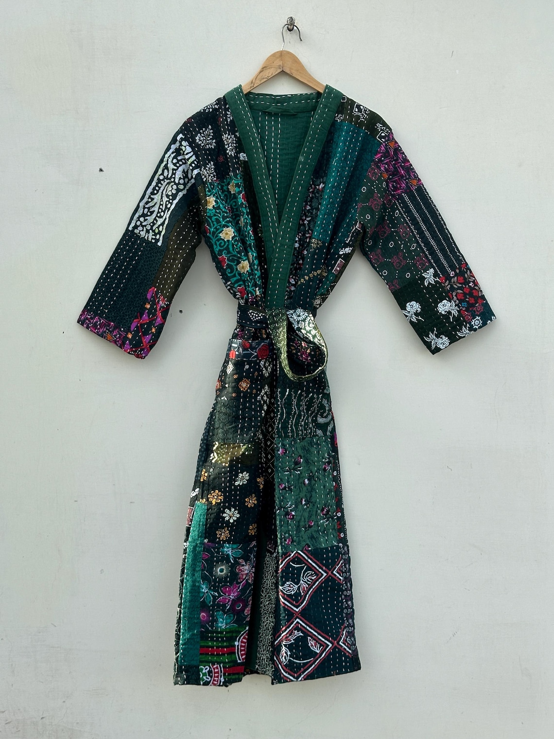 Patchwork Kantha Kimono Robe: Floral Quilted Cotton Coat - Etsy