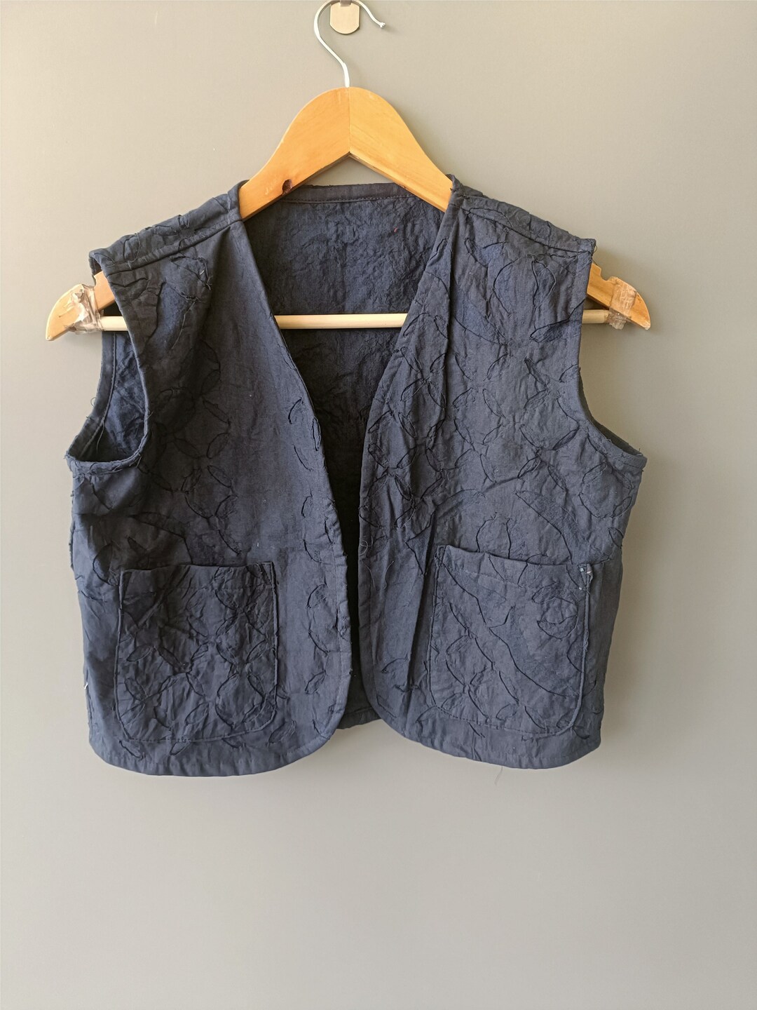 Cutwork Kantha Vest Coat, Indian Handmade Patchwork Cotton Vest Jacket ...