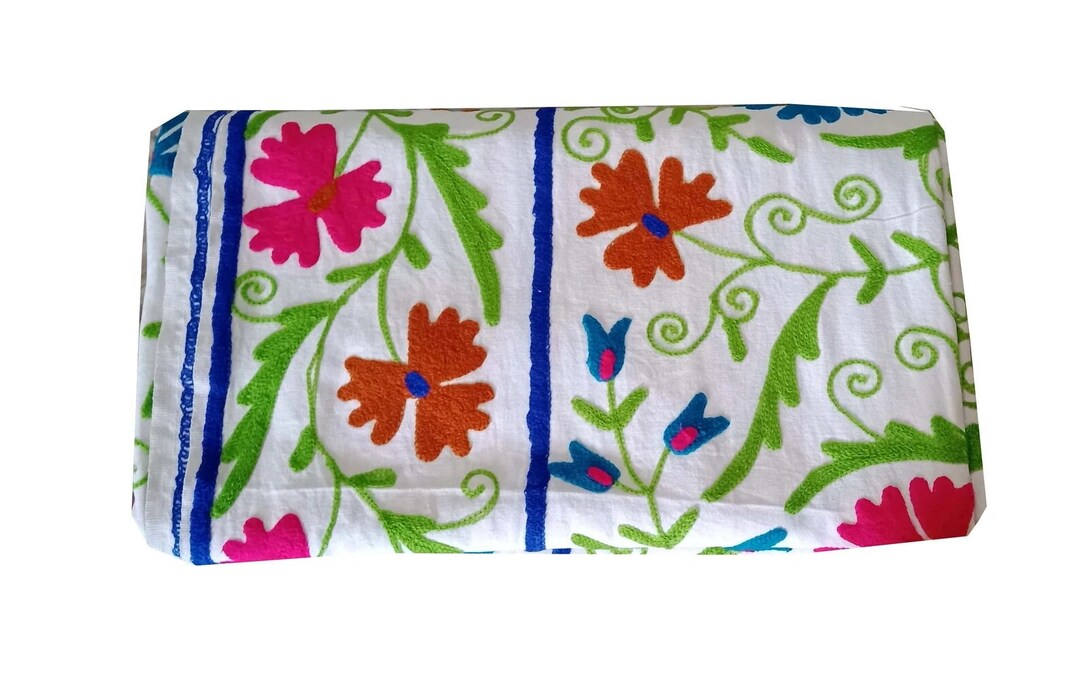 Indian Handmade Uzbek Suzani Bedspread, Hand Embroidered Suzani Throw ...