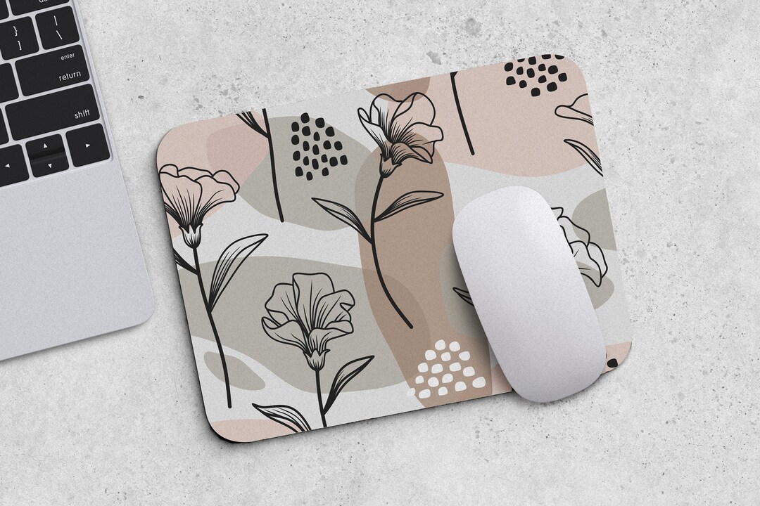 Aesthetic Mouse Pad Modern Abstract Mousepad Office Decor Beige Desk ...