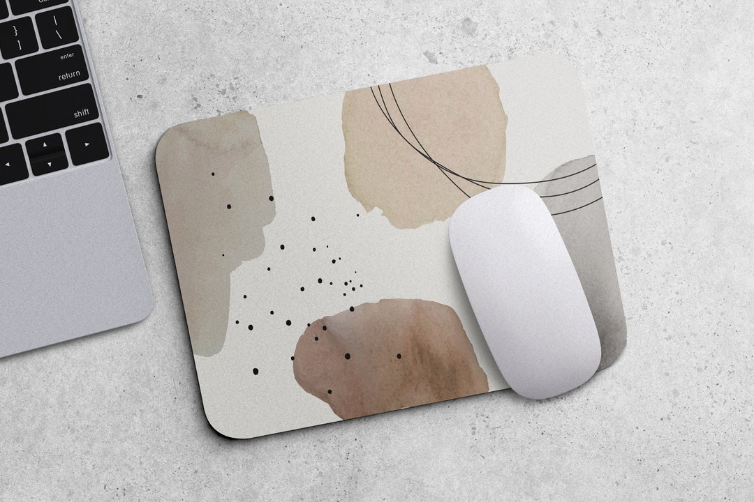 Mousepad Aesthetic Beige Office Decor Desk Accessories Watercolors ...