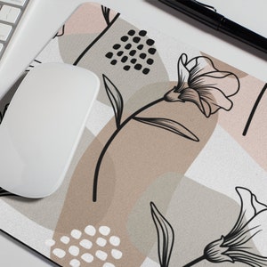Aesthetic Mouse Pad Modern Abstract Mousepad Office Decor Beige Desk ...