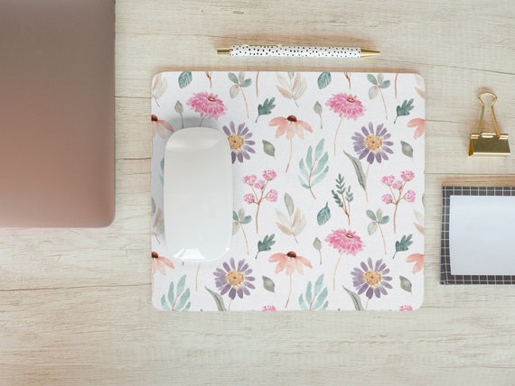 Aesthetic Mouse Pad Wild Flowers Mousepad Pink Office Decor | Etsy