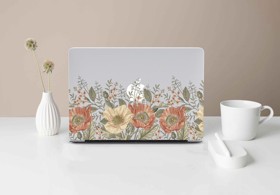 Aesthetic Flowers Case for MacBook Air M3 2024 Beige Hard MacBook Air ...