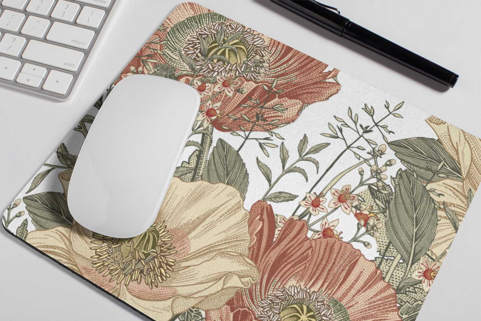 Vintage Flowers Mousepad Aesthetic Mouse Pad Floral Office - Etsy