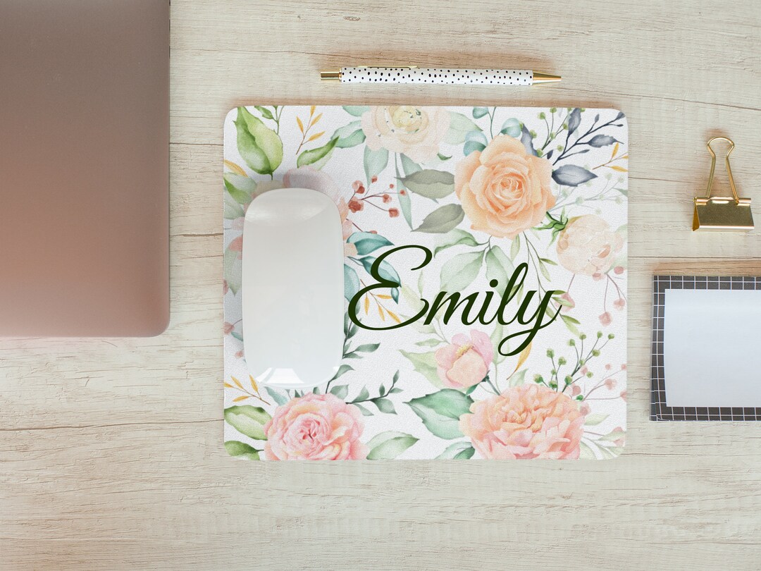 Custom Mouse Pad Personalized Mousepad Floral Monogram Office Decor for ...