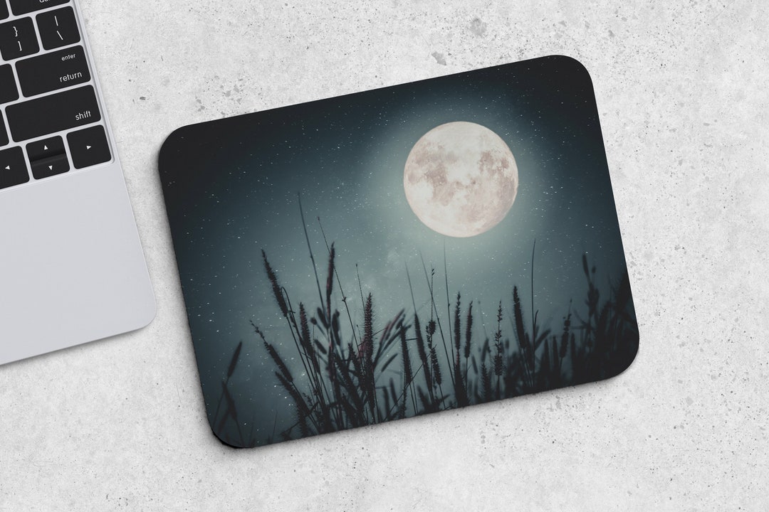 Moon Mouse Pad Night Forest Mousepad Office Decor Desk Mat Accessories ...