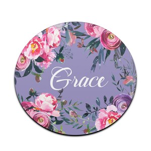 Custom Name Mouse Pad Personalized Mousepad Floral Monogram Watercolors ...