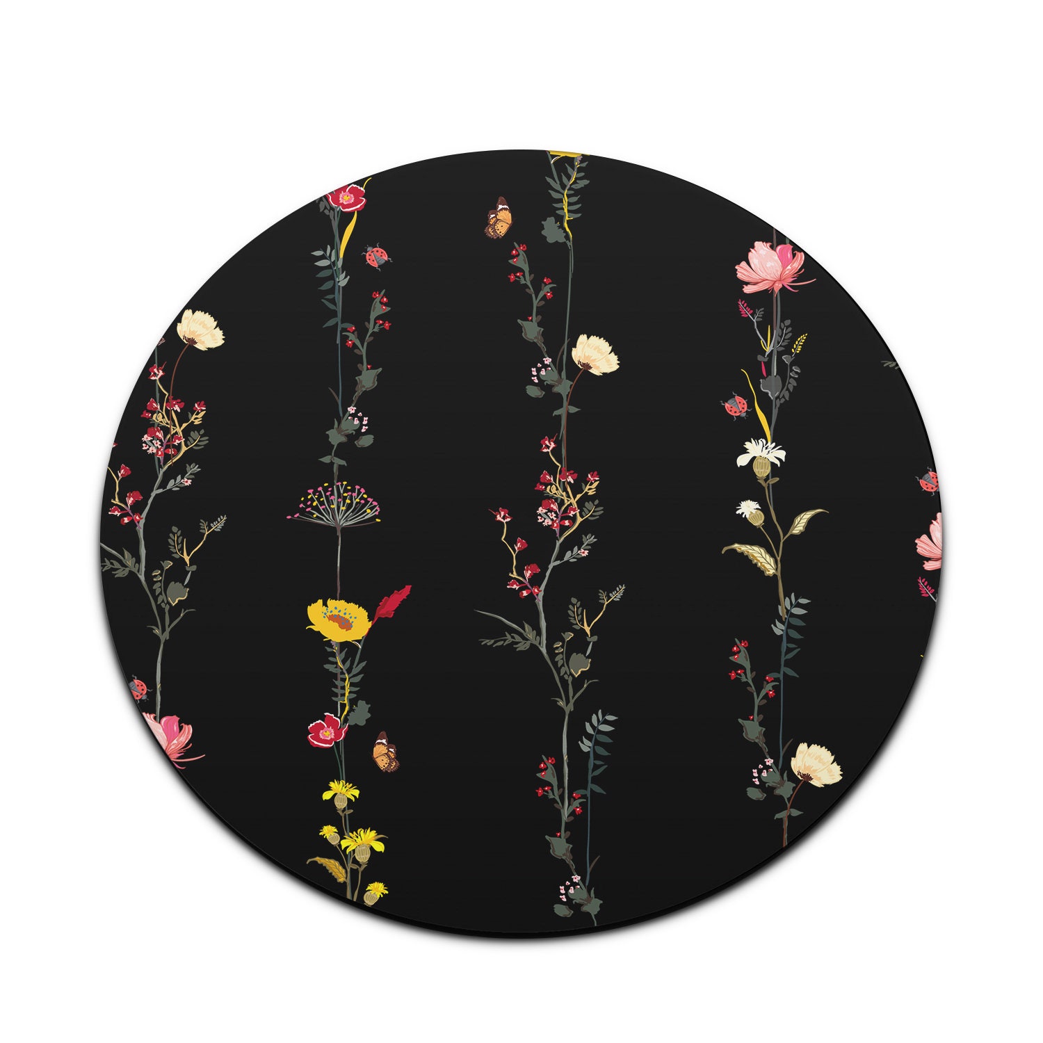 Tiny Flowers Mouse Pad Floral Mousepad Black Office Decor for - Etsy
