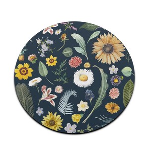 Mouse Pad Floral Mousepad Botanical Office Decor Desk Accessories Blue ...