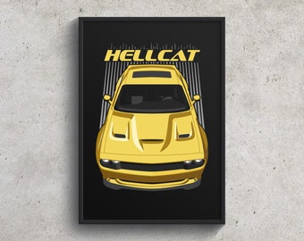 Dodge Challenger Hellcat Poster Red Hellcat print | Etsy