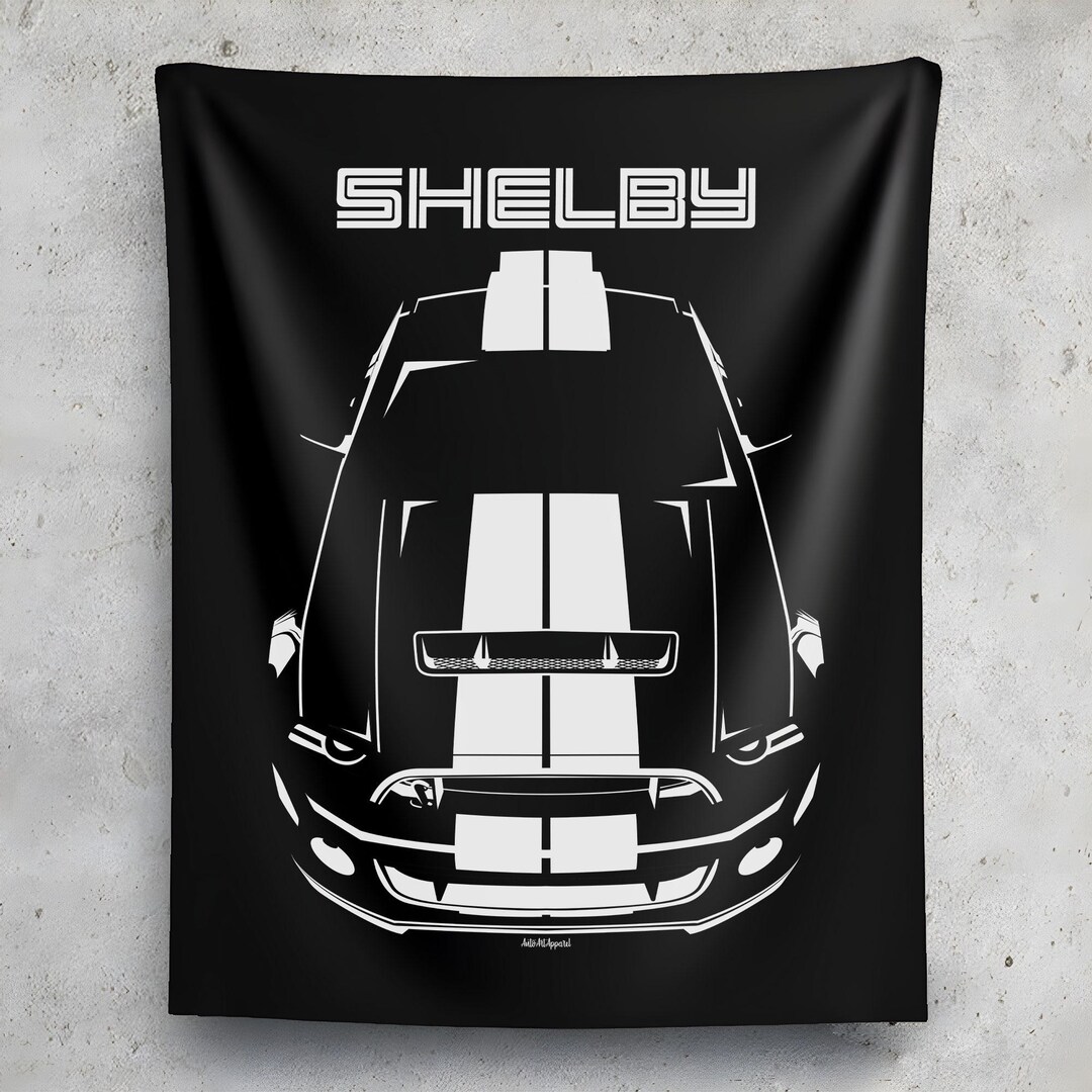 Ford Mustang Shelby GT500 S197 Wall Tapestry: White Garage Decor ...