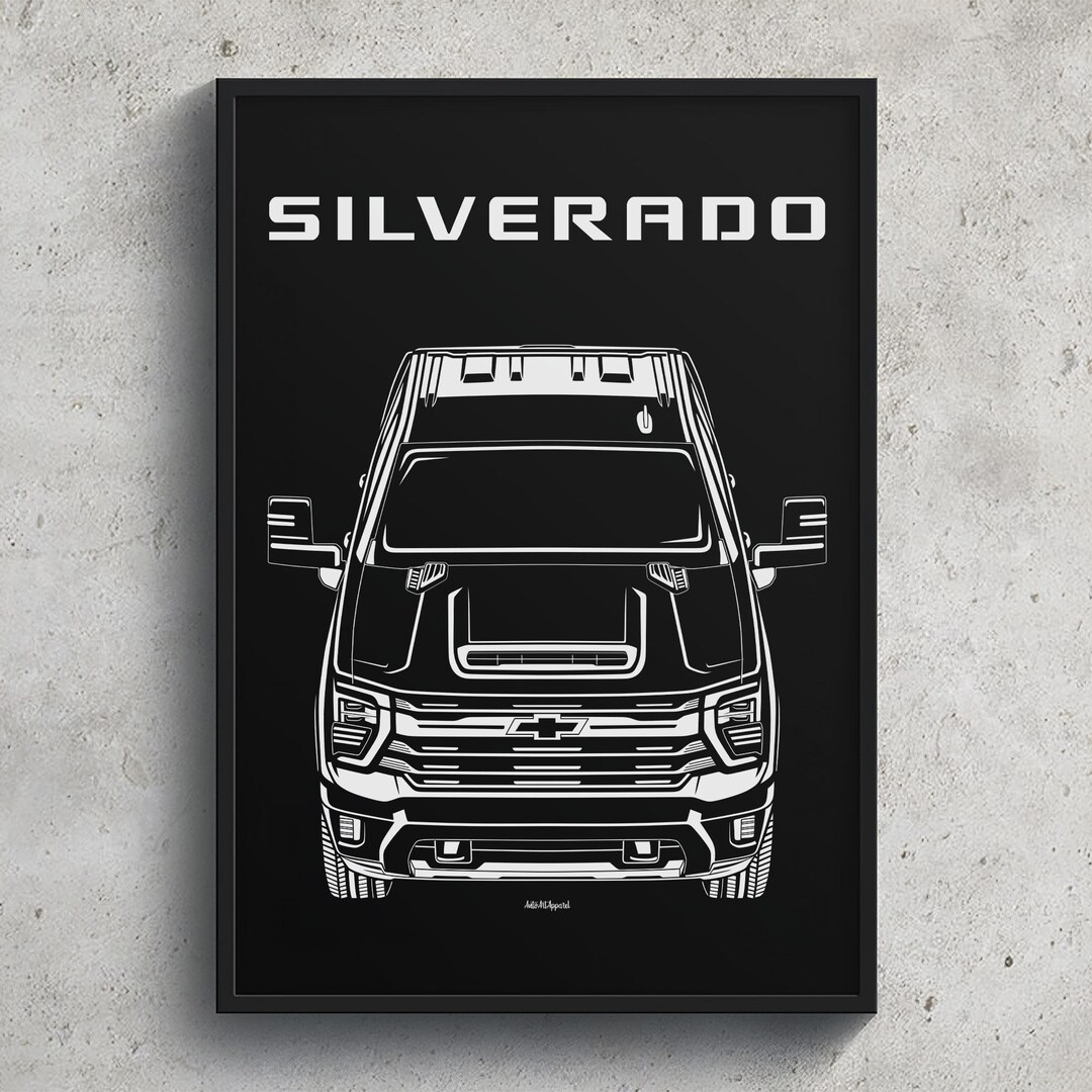 Chevrolet Silverado 2500 HD 2024 Poster Art Print Garage Wall Decor Car ...