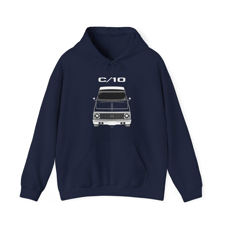 Chevrolet C10 Hoodie: 1972 Outline Silhouette - Classic Truck Design, Cotton Blend, Comfortable ...
