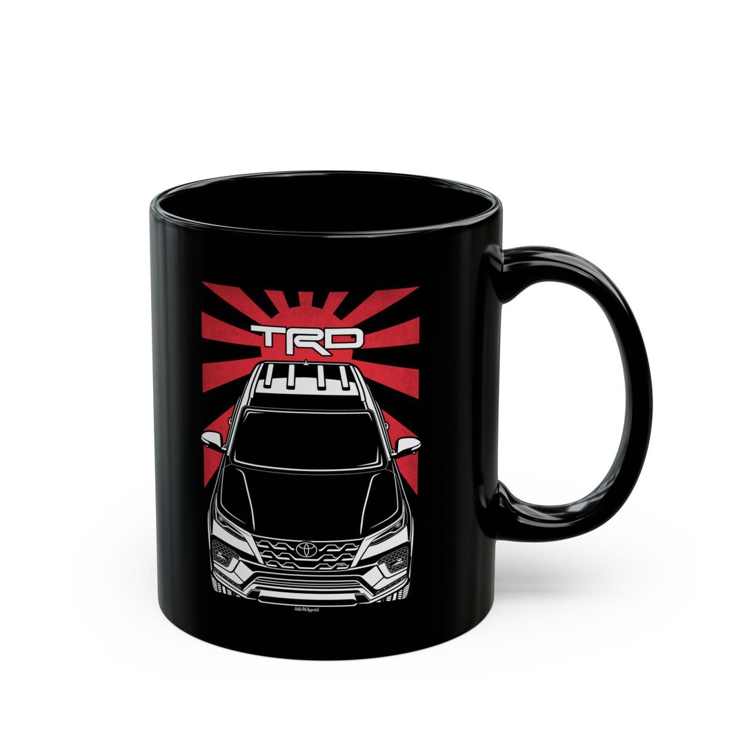 Toyota Fortuner Trd Ceramic Mug, JDM Black Glossy Coffee Cup (11oz ...