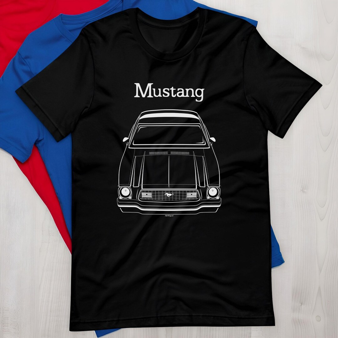 Ford Mustang MK2 1974 1978 T Shirt Car Guy Gifts Outline Silhouette ...